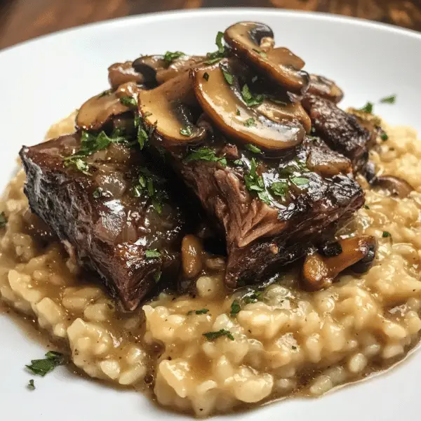 Beef Short Ribs with Mushroom Risotto Recipe