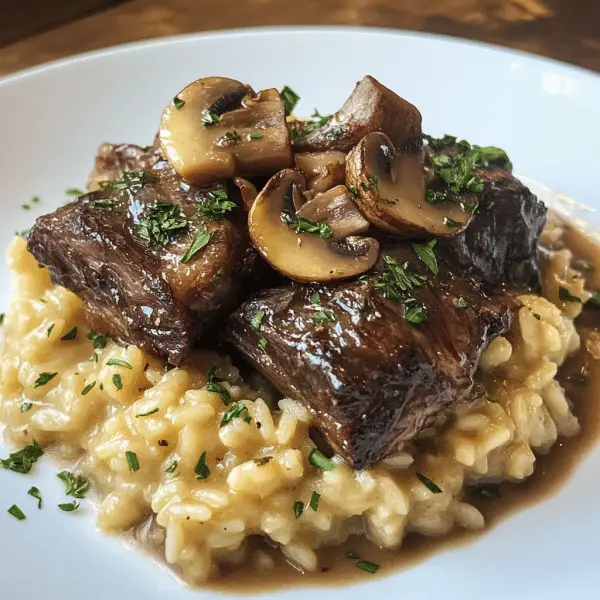 Beef Short Ribs with Mushroom Risotto Recipe