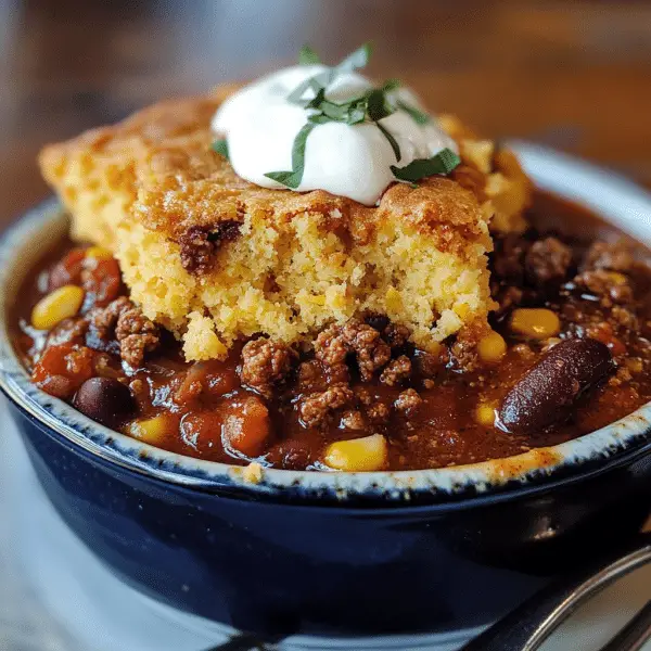 Chili with Cornbread Topping Recipe