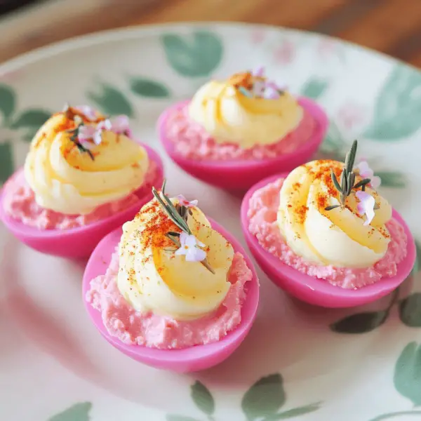 Pink Colored Deviled Eggs Recipe - foodmacronutrient